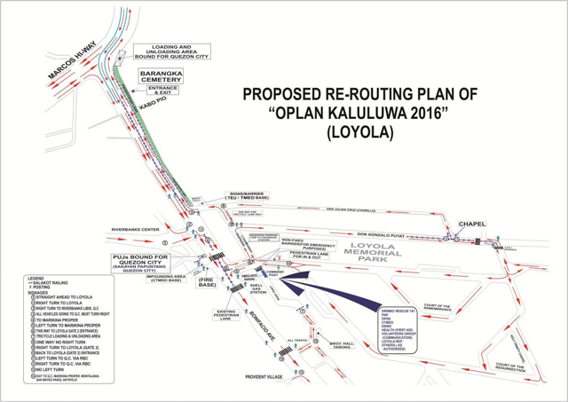 Metro Manila traffic rerouting for Undas 2016