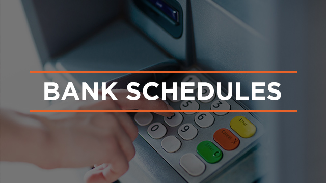 Bank schedules during 2017 ASEAN Summit