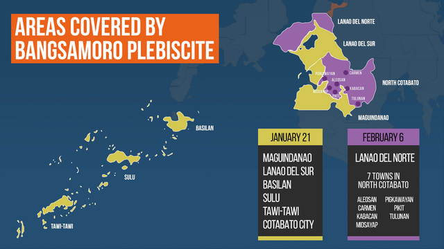 What areas will vote to be part of the Bangsamoro region?
