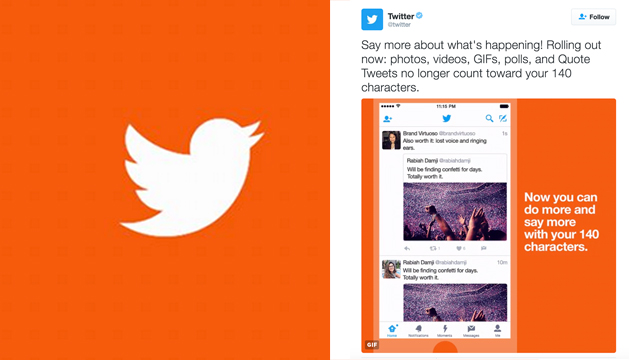 Twitter's 140-character limit exemptions are live