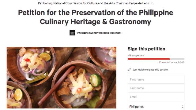 Online petition seeks to preserve PH culinary heritage