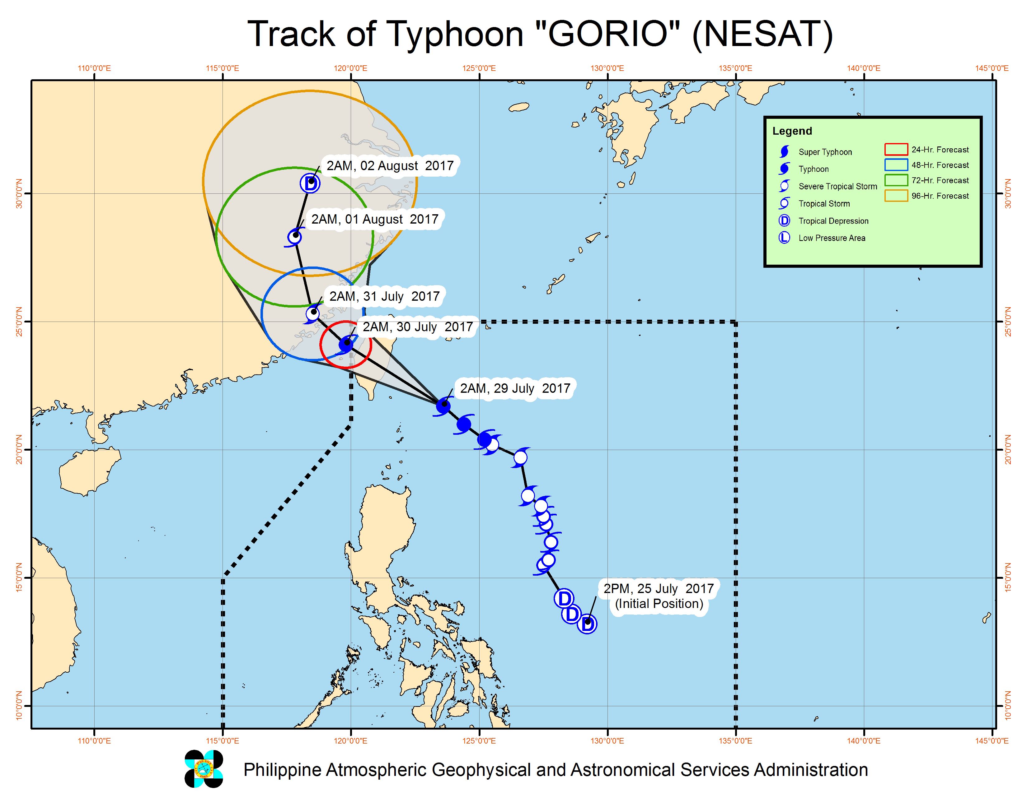 Typhoon Gorio intensifies again as it heads for Taiwan