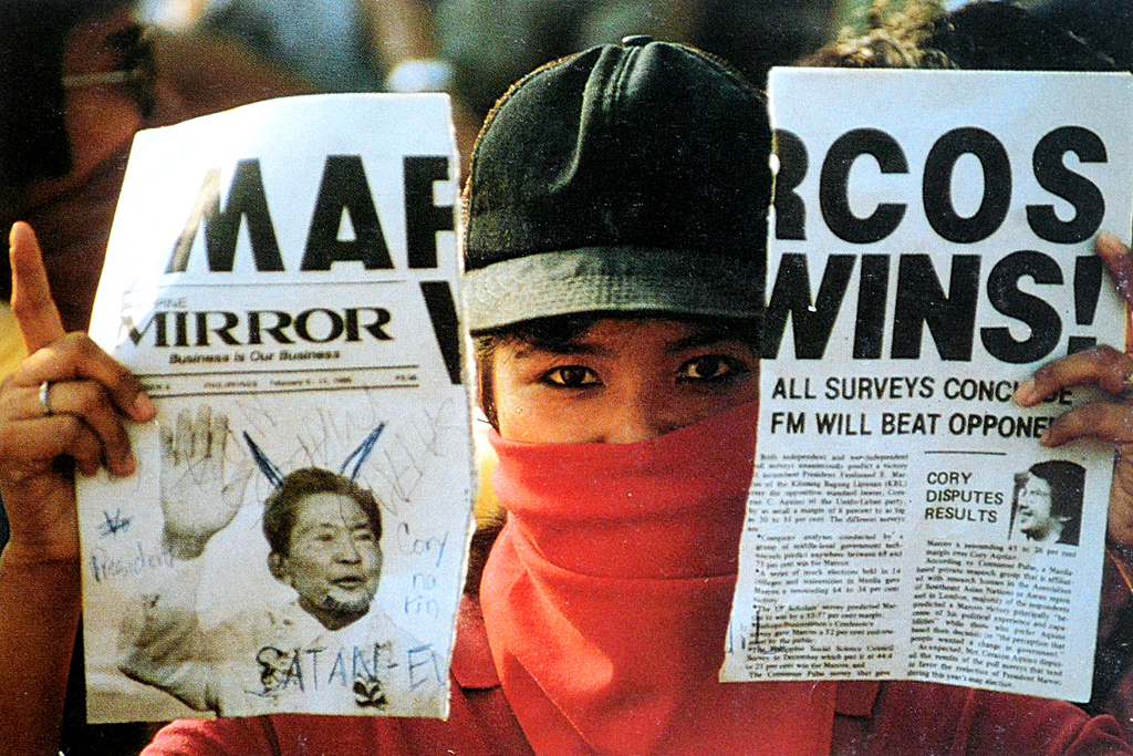 Newspaper front pages during the 1986 People Power Revolution